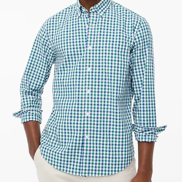 J. Crew | Shirts | J Crew Mens Gingham Flex Casual Shirt New Size ...